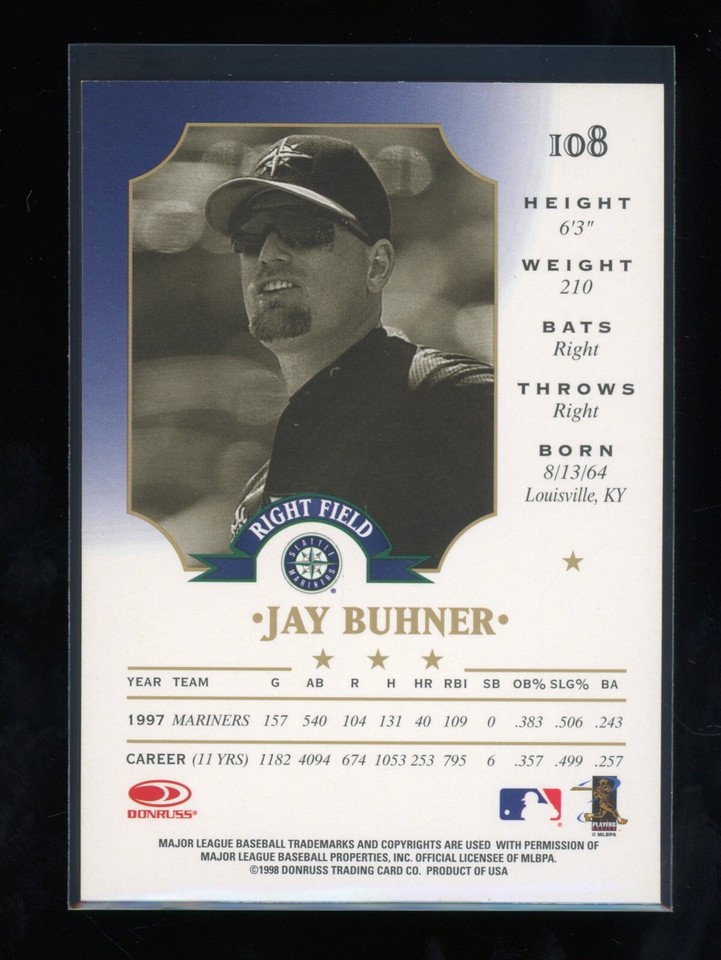 1998 Leaf Fractal Matrix Jay Buhner (Bronze) #108 Seattle Mariners | eBay