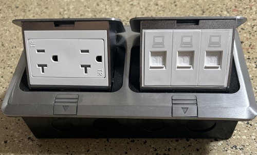 Pop Up Floor Outlet Box with Sockets and LAN 20 Amp Outlet 3 x LAN 2 x ...