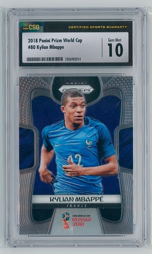 2018 Panini Prizm World Cup #80 Kylian Mbappe Rookie Card CSG 10 Gem ...