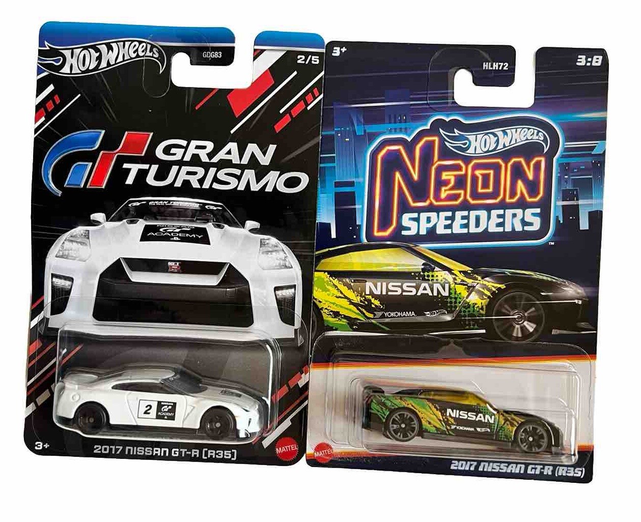 Hot Wheels 2017 Nissan GT-R (R35) 2023 Neon Speeders & 2024 Gran ...