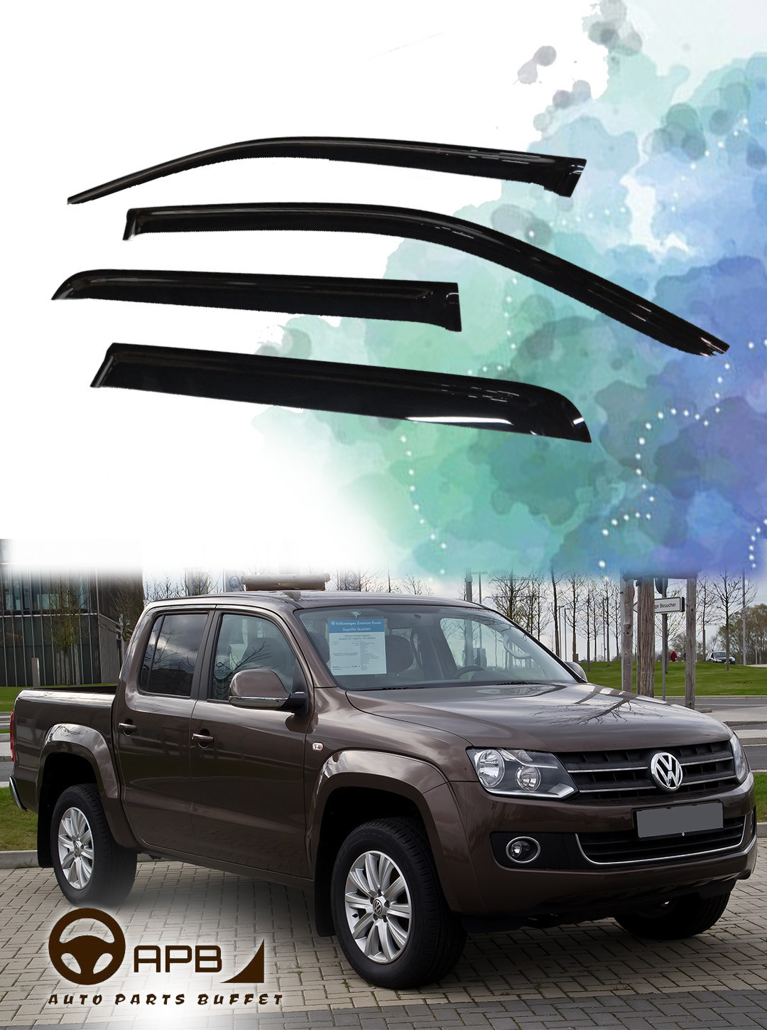 For Volkswagen VW AMAROK 10-18 Deflector Window Visors Guard Vent ...