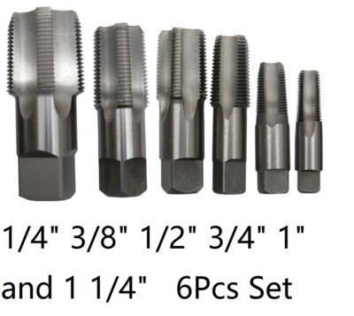 NEW 6 Piece NPT Taper Pipe Tap Set 1/4" 3/8" 1/2" 3/4" 1" and 1 1/4 ...