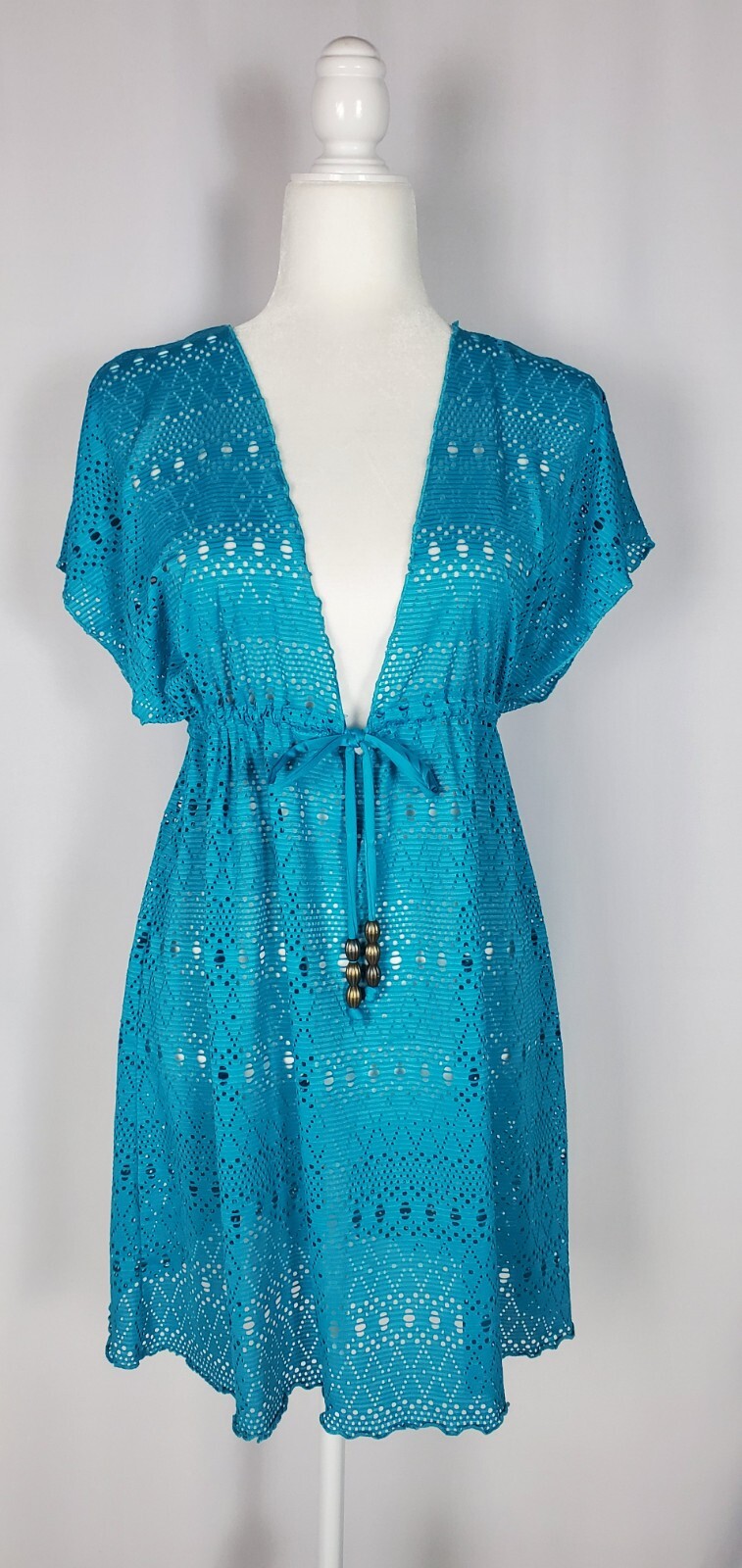 Wave Zone Swim Womens Large Teal Cover Up Dress Cut O… - Gem