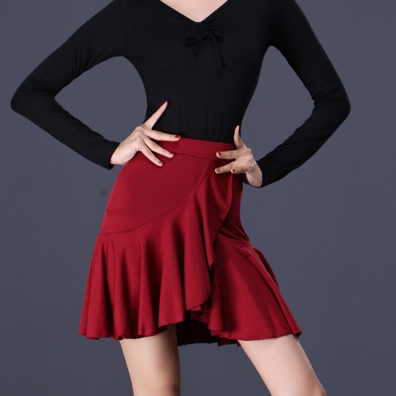 Lady Mini Dancewear Ballroom Latin Dance Skirt Tango Salsa Ruffle ...