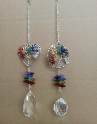 Chakra Octagon Crystal Ball Life Tree Suncatcher Home Window Feng Shui ...