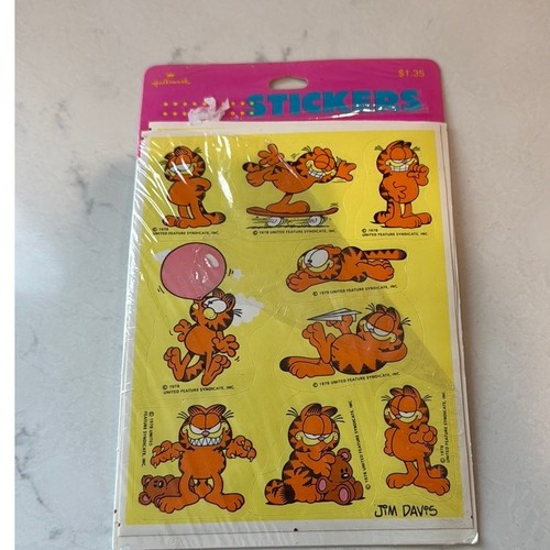 vintage sheet of Garfield stickers 1978, made in USA sold by Hallmark ...