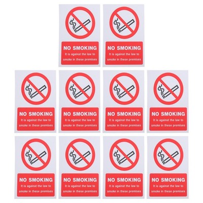 10pcs No Smoking Signs For Business - Self-Adhesive No Smoking Sign For ...