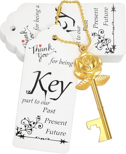 Aokbean 100 Sets Rose Flower Shaped Keys Wedding Favors Gift for Guest ...