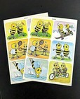 Vintage Dennison Stickers Seals Bumblebees Bees Playing Sports 2 Sheets ...