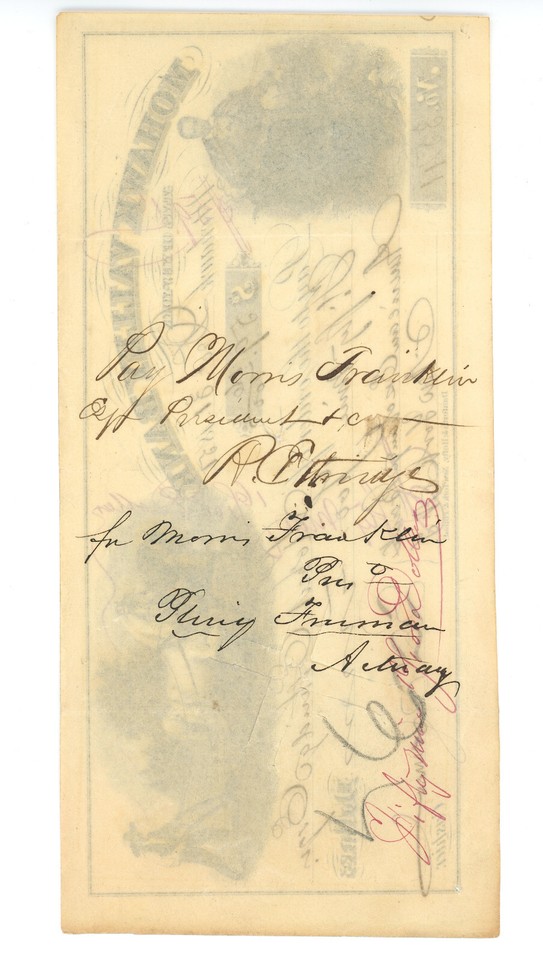 1851 MOHAWK VALLEY BANK CHECK SIGNED BY F.E. SPINNER FUTURE US ...