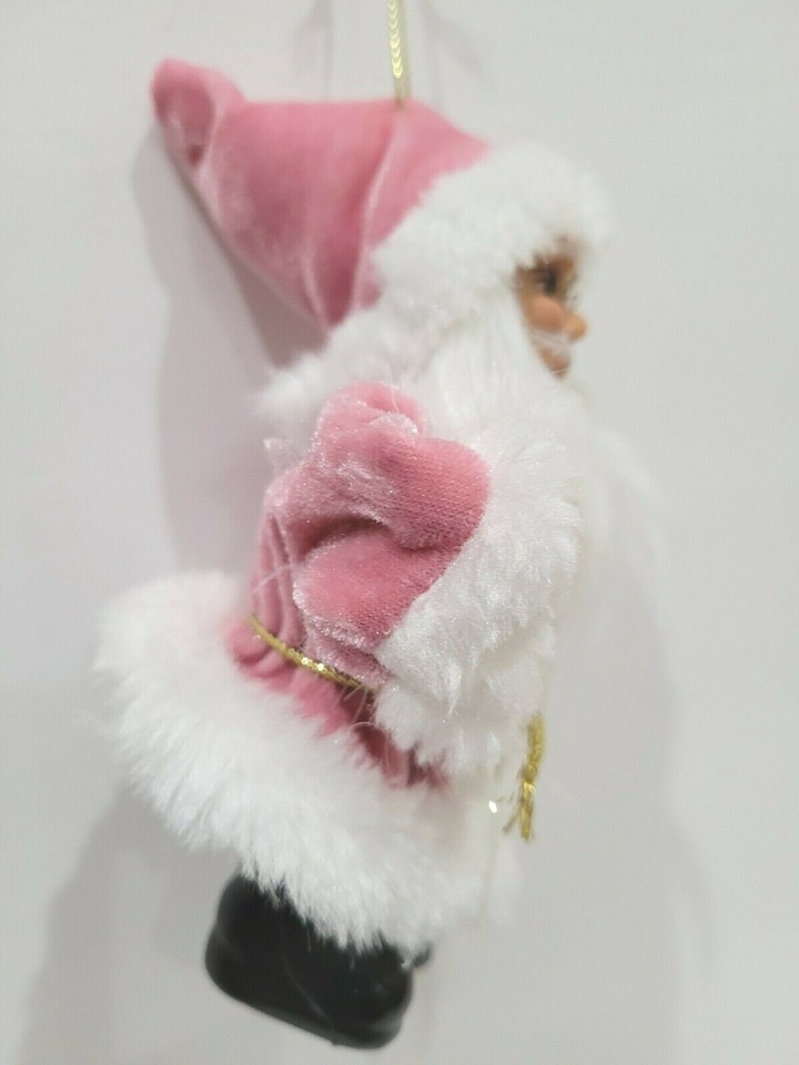 Christmas Shabby Chic Victorian Rose Pink Velvet Santa Claus Ornament ...