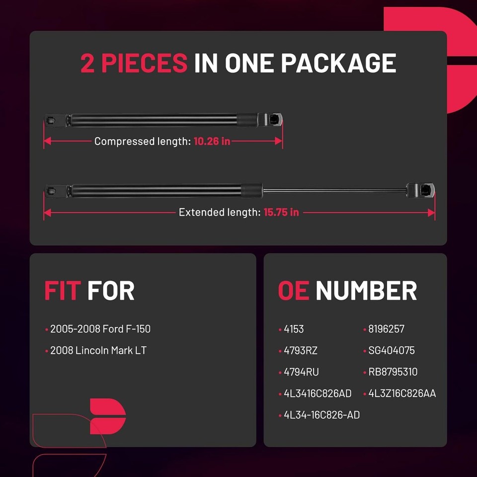 Front Hood Struts Shocks Lift Supports Gas Springs For Ford F-150 2004 ...