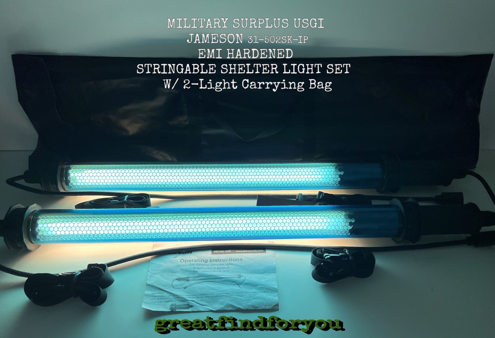 MILITARY USGI JAMESON EMI HARDENED STRINGABLE SHELTER LIGHT SET 31 ...