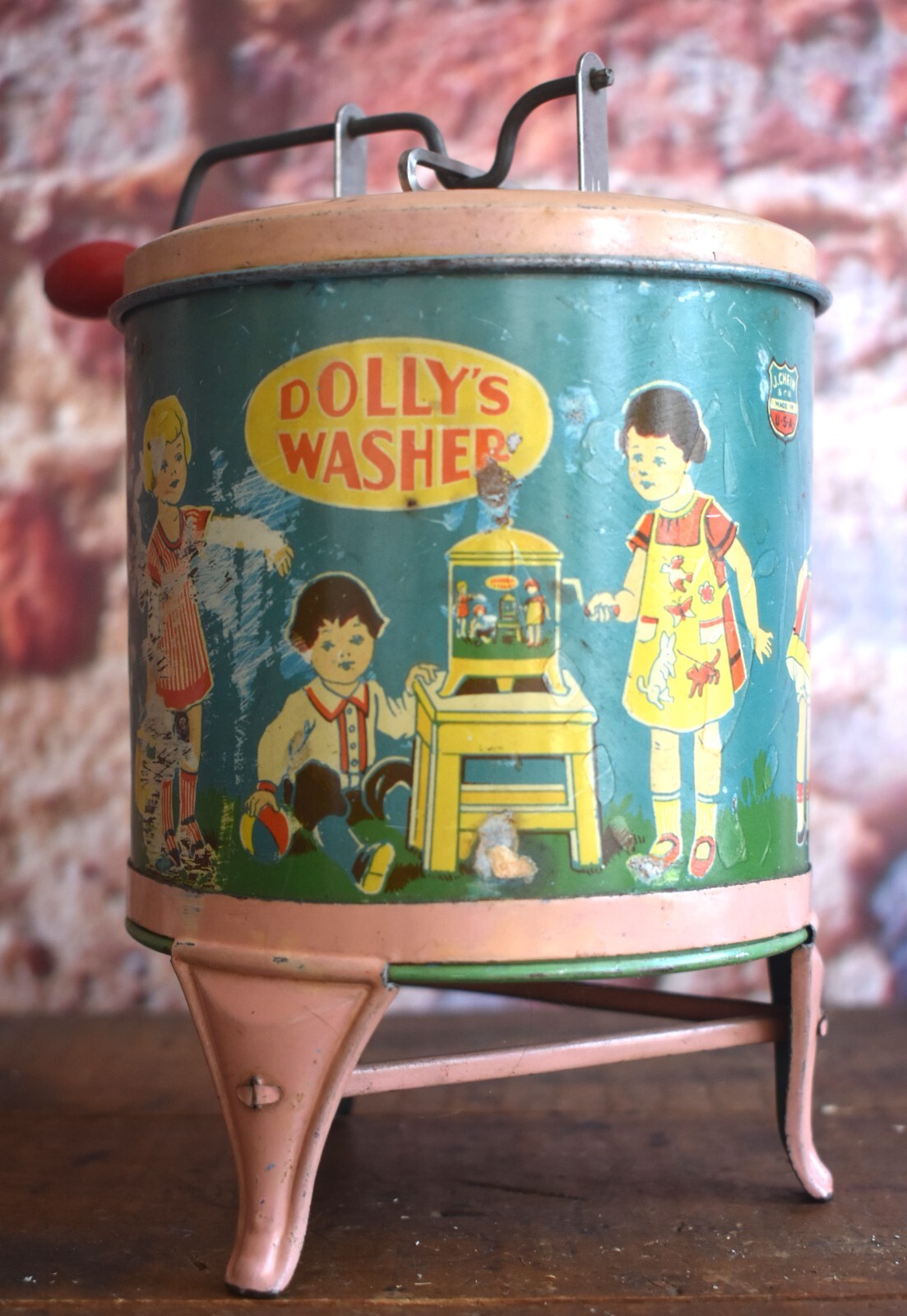 Vintage J CHEIN DOLLYS WASHER TIN LITHO TOY WASHING MACHINE | eBay