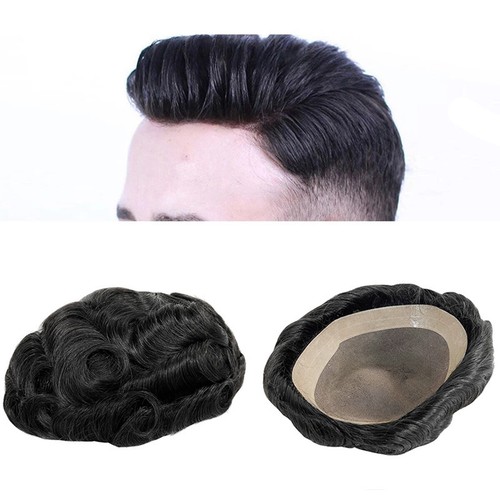 Durable Toupee Fine Mono Mens Hairpiece Poly Skin Hair System Pu ...