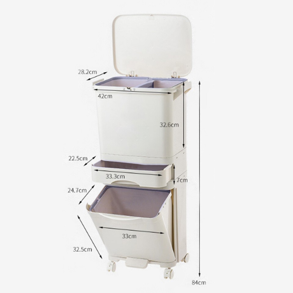 Rubbish Bin Waste Recycling Dual Multi Compartment Cover Baskets Home ...