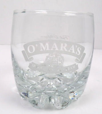 O'Mara Irish Country Cream Glass Whiskey Rocks Rippled Bottom Etched ...