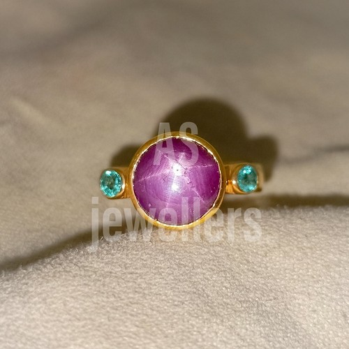 925 Sterling Silver Vintage Natural Star Ruby & Emerald Rings Birthday Gifts | eBay