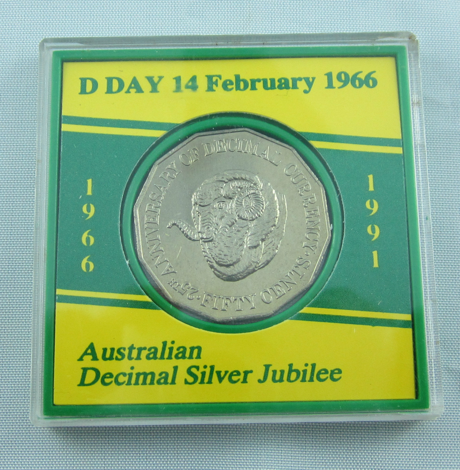 1991 RAM's head 50 cent in special D Day (decimal day) 14 February 1966 ...