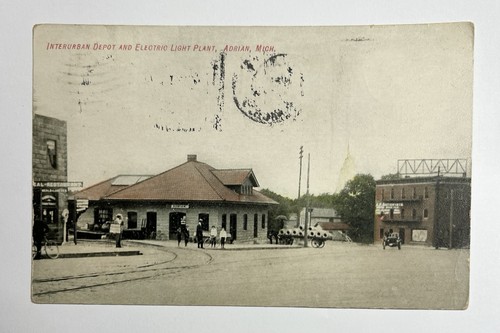1907 Postcard Interurban Depot & Electric Light Plant, Adrian, Michigan ...