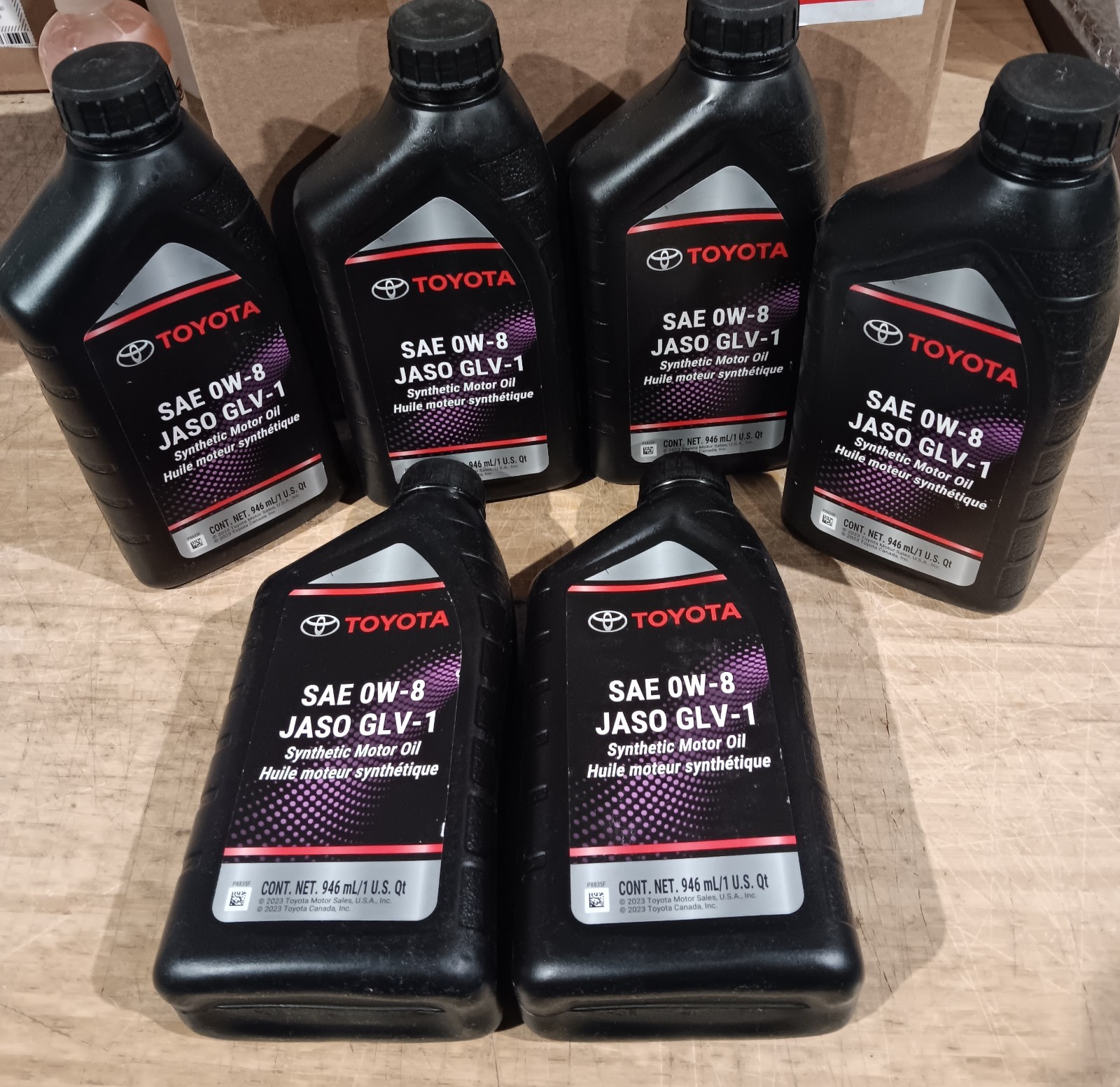 TOYOTA 0W-8 JASO GLV-1 Synthetic Motor Oil 6 Quarts 0W8 | eBay
