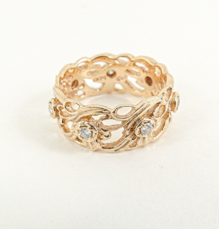 14ct Gold Stuart Devlin Diamond Ring Rose Welsh Daffodil Size N-O ...