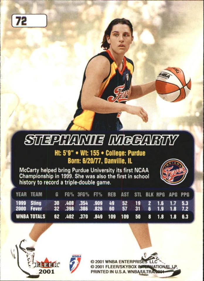 2001 Ultra WNBA #72 Stephanie McCarty | eBay