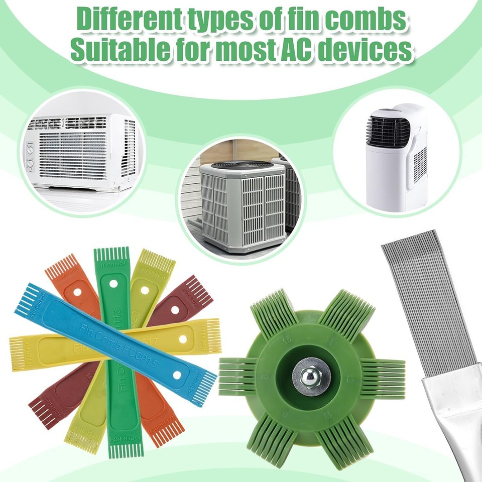 Air Conditioner Fin Combs Kit AC Coil Comb Cleaning Brush Condenser ...