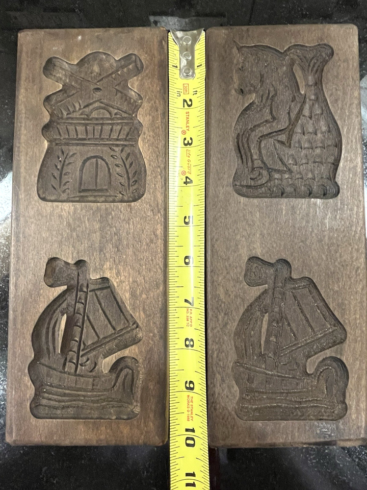 Antique AMISH Carved Wooden BUTTER MOLDs Primitive Windmill Sailboats ...