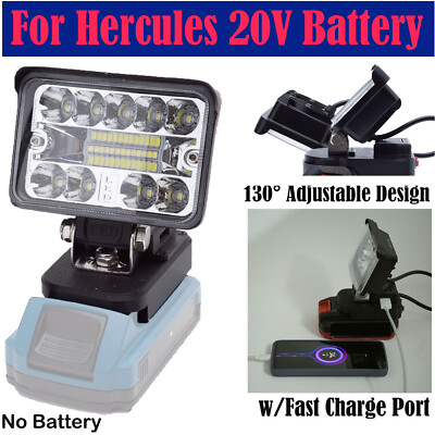 LED Work Light For Hercules 20V Lithium Battery Outdoor Lamp w/USB Fast ...