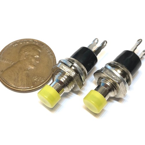 2 Pieces NC yellow normally closed Mini Push Button Momentary OFF ON ...
