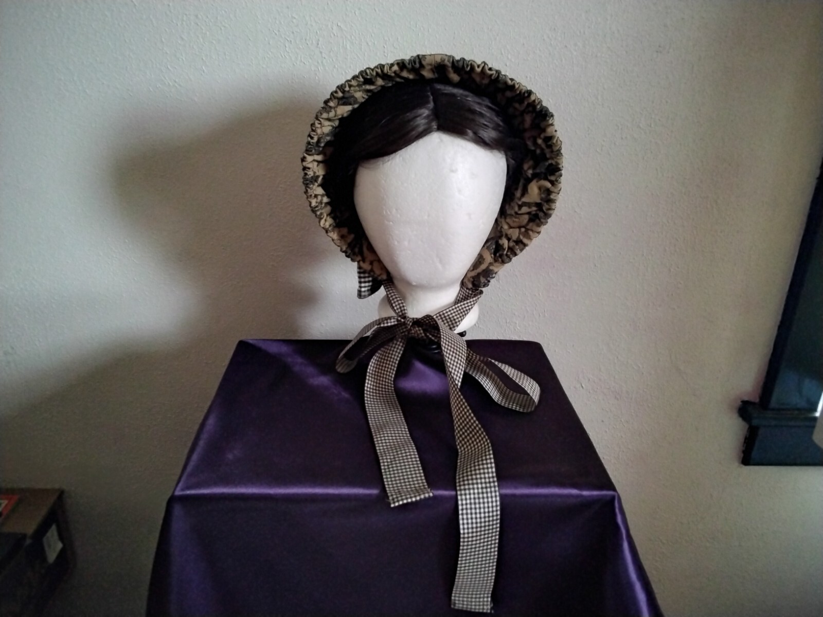 Brown Plaid Reproduction Civil War Bonnet, Price redu… - Gem