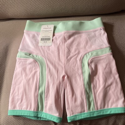 Fabletics High Waisted Seamless Block Shorts- Pink/Green Size L NWT | eBay