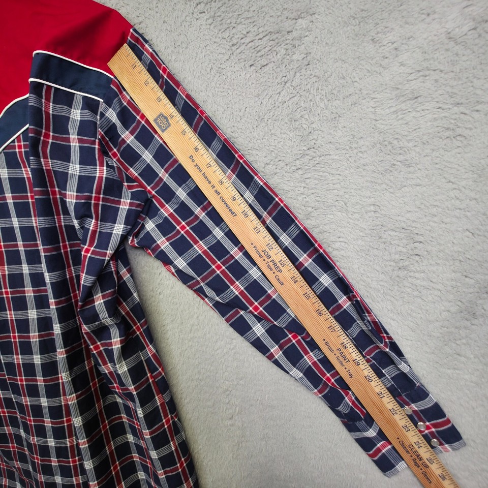 Kenny Rogers Shirt Mens L Blue Red Pearl Snap Plaid Western Rockabilly ...