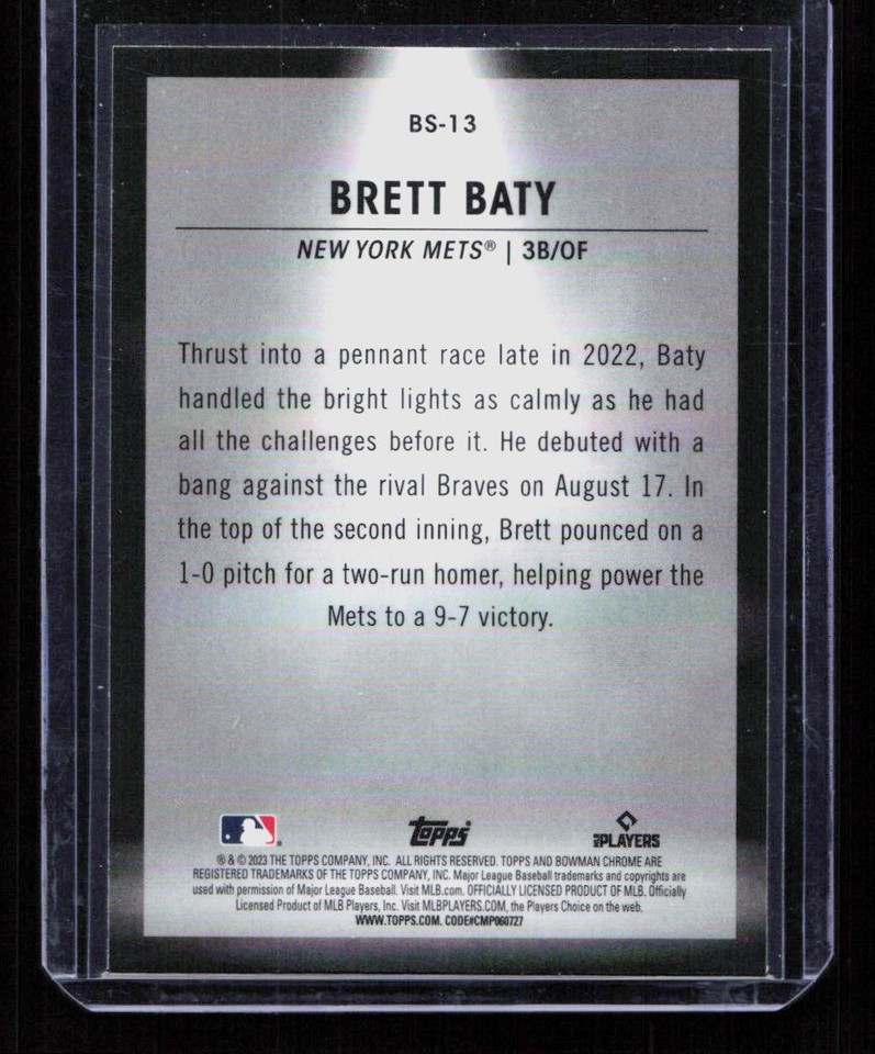 Brett Baty 2023 Bowman Chrome #BS-13 Bowman Spotlights Rookie | eBay
