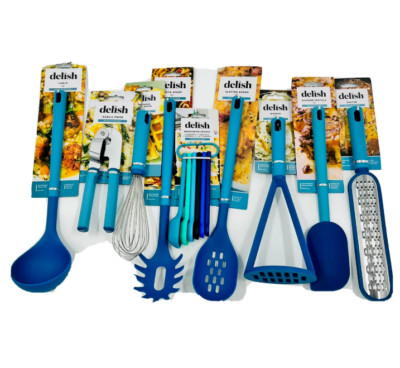Delish Heat Resistant Silicone Kitchen Utensils / Tools - Teal Blue ...