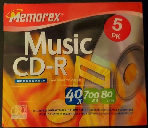 Memorex Music CD-R 5pk 40X 700MB 80 Min Recordable NEW SEALED*** | eBay