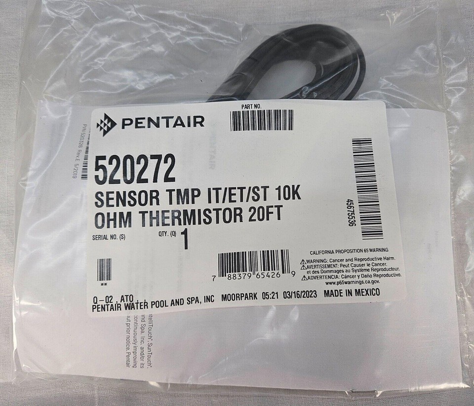 Pentair 520272 Air/Water/Solar Temperature Sensor with 20-Feet Cable ...