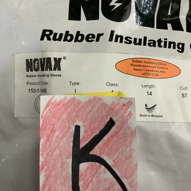 Novax PIP Rubber Insulating Gloves Class 1 14" Red 153-1-14 Size 9 ...