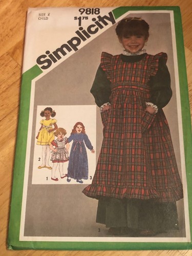 👼🏻 1980 SIMPLICITY #9818-GIRLS COUNTRY PINAFORE-TWO LENGTH DRESS ...