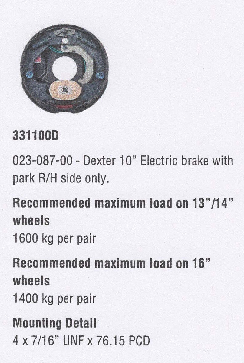 Genuine Dexter 10" Electric Brake Assemblies with Handbrake ~ Left and ...