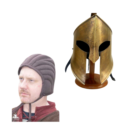 Helmet Spartan Combo with arming Cap Leonidas King Medieval Viking ...