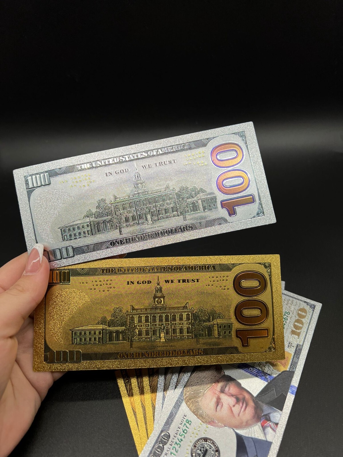 Pack for x8 President Donald Trump Colorized $100 Dollar Bill Gold and ...