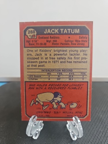 1973 Topps Jack Tatum Rookie RC On Card Auto Oakland Raiders | eBay