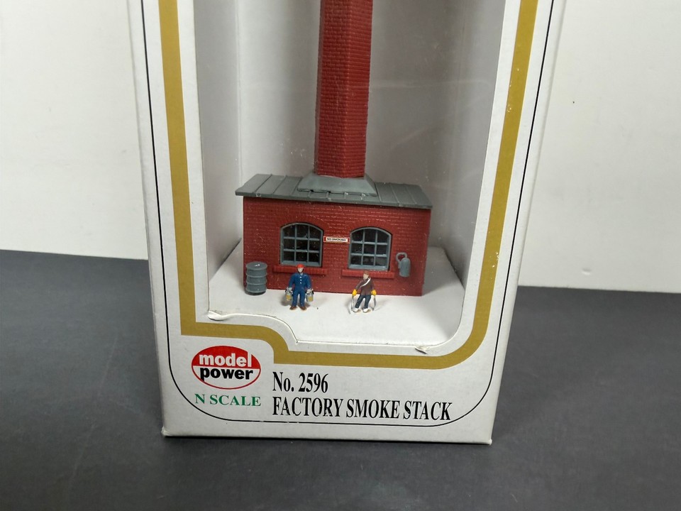 Model Power 2596 FACTORY SMOKE STACK N Scale Train Built Up Building ...
