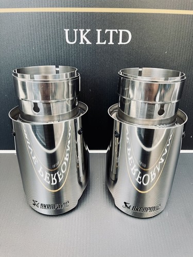 2 STAINLESS STEEL AKRAPOVIC EXHAUST TIPS 3.5” UNIVERSAL GOLF CORSA VW ...