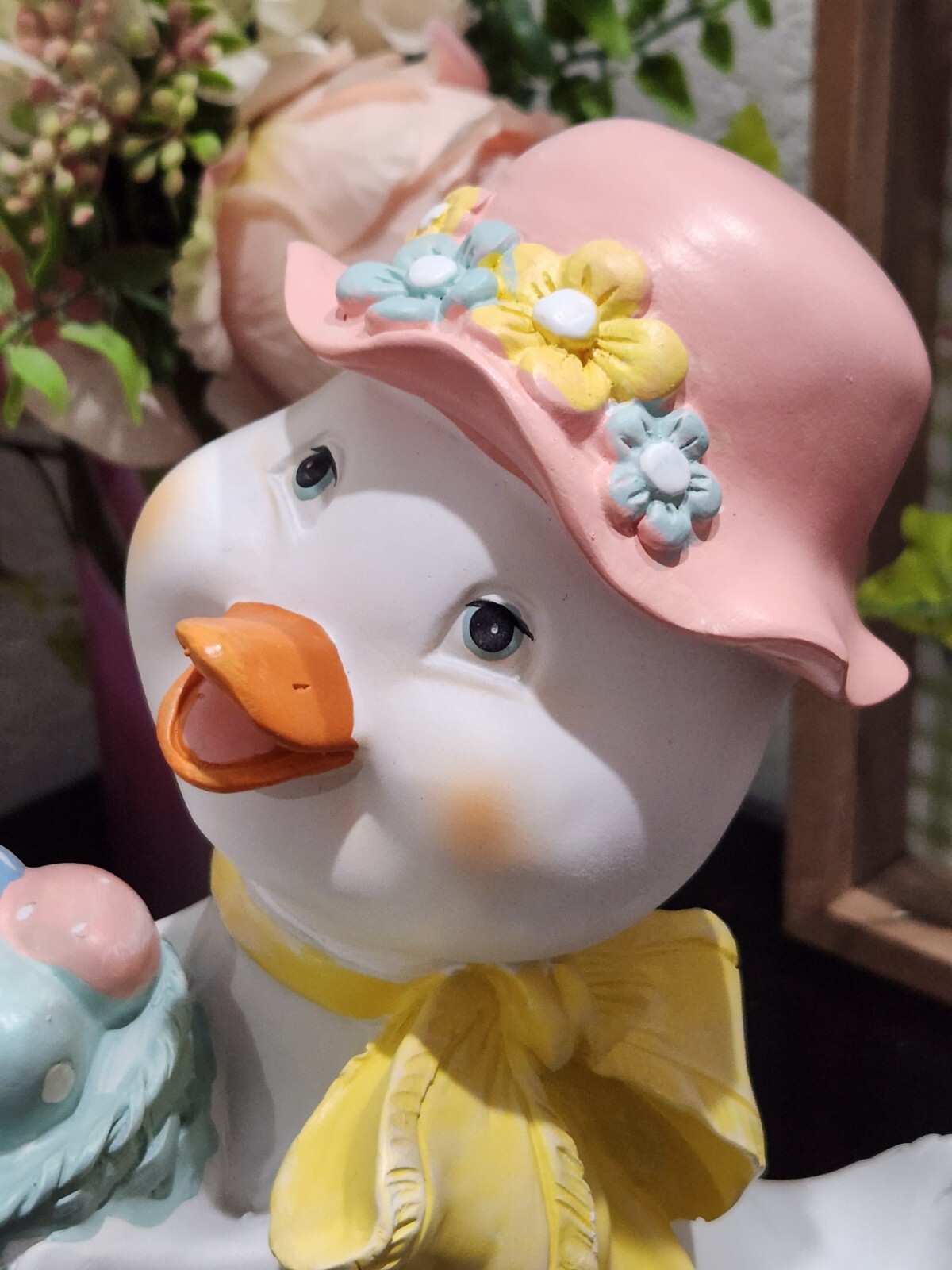 Easter Spring Duck Holding Basker Eggs Resin Figurine Tabletop Decor 10 ...
