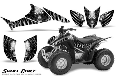 HONDA TRX 90 GRAPHICS KIT CREATORX DECALS STICKERS SKULL CHIEF WHITE | eBay