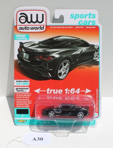 AW Auto world Sports Cars 2020 Chevy Corvette Black FNQHotwheels A30 | eBay