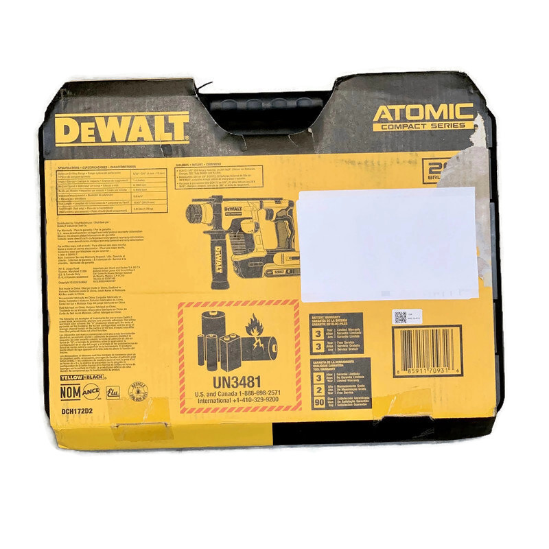 DEWALT DCH172D2 ATOMIC 20V MAX 5/8-inch SDS Plus Cordless Rotary Hammer ...